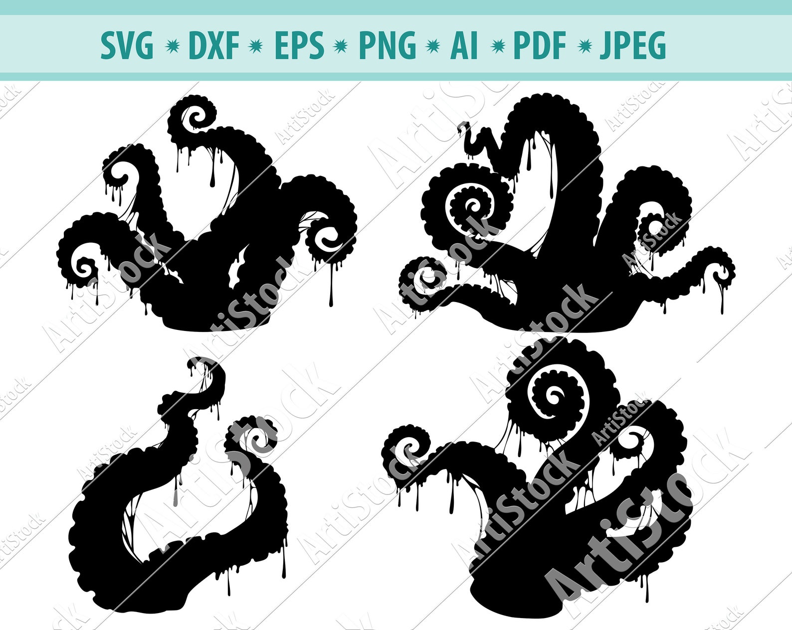Octopus Tentacles Svg Octopus Svg Dripping Tentacles | Etsy