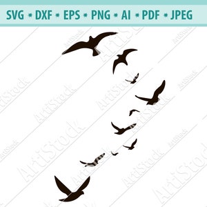 Flock of Birds SVG Vector Silhouette of Birds SVG Flying - Etsy