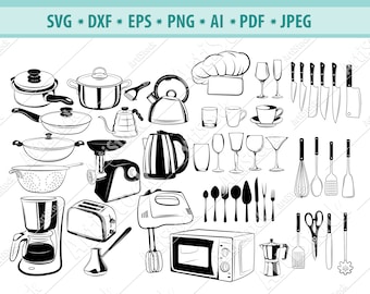 Kitchen SVG/ Cooking SVG/ Kitchen Clipart/ Cooking Utensils SVG/ Cut ...
