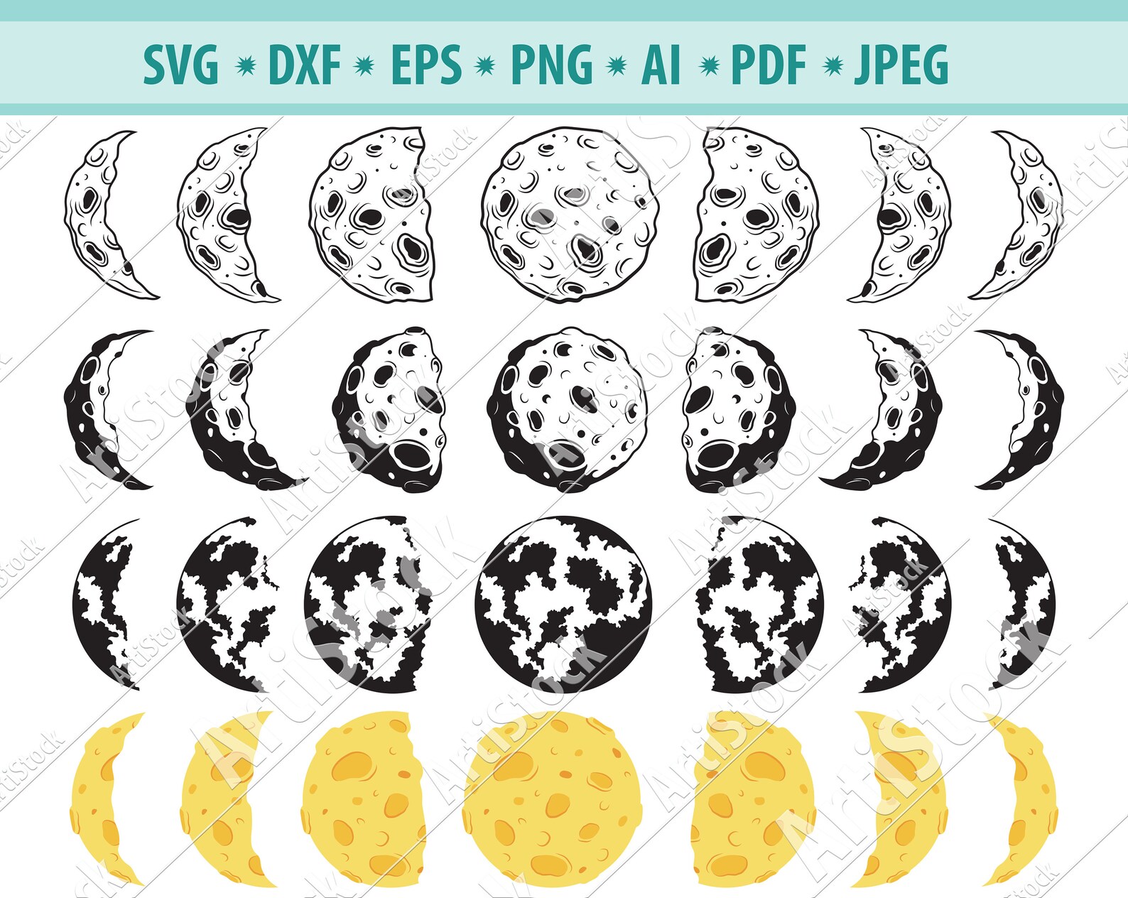 Phases de lune Svg, Moon svg, Planet Svg, Astronomy Svg, Astrologie svg ...