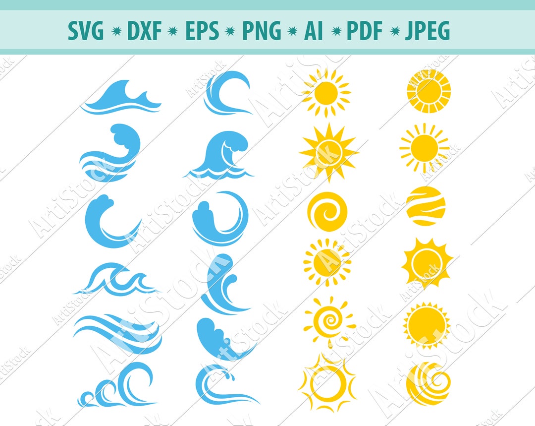 Sun SVG File, Waves Svg, Sunset Svg, Beach Svg, Sun Dxf, Sunny Svg, Sea ...