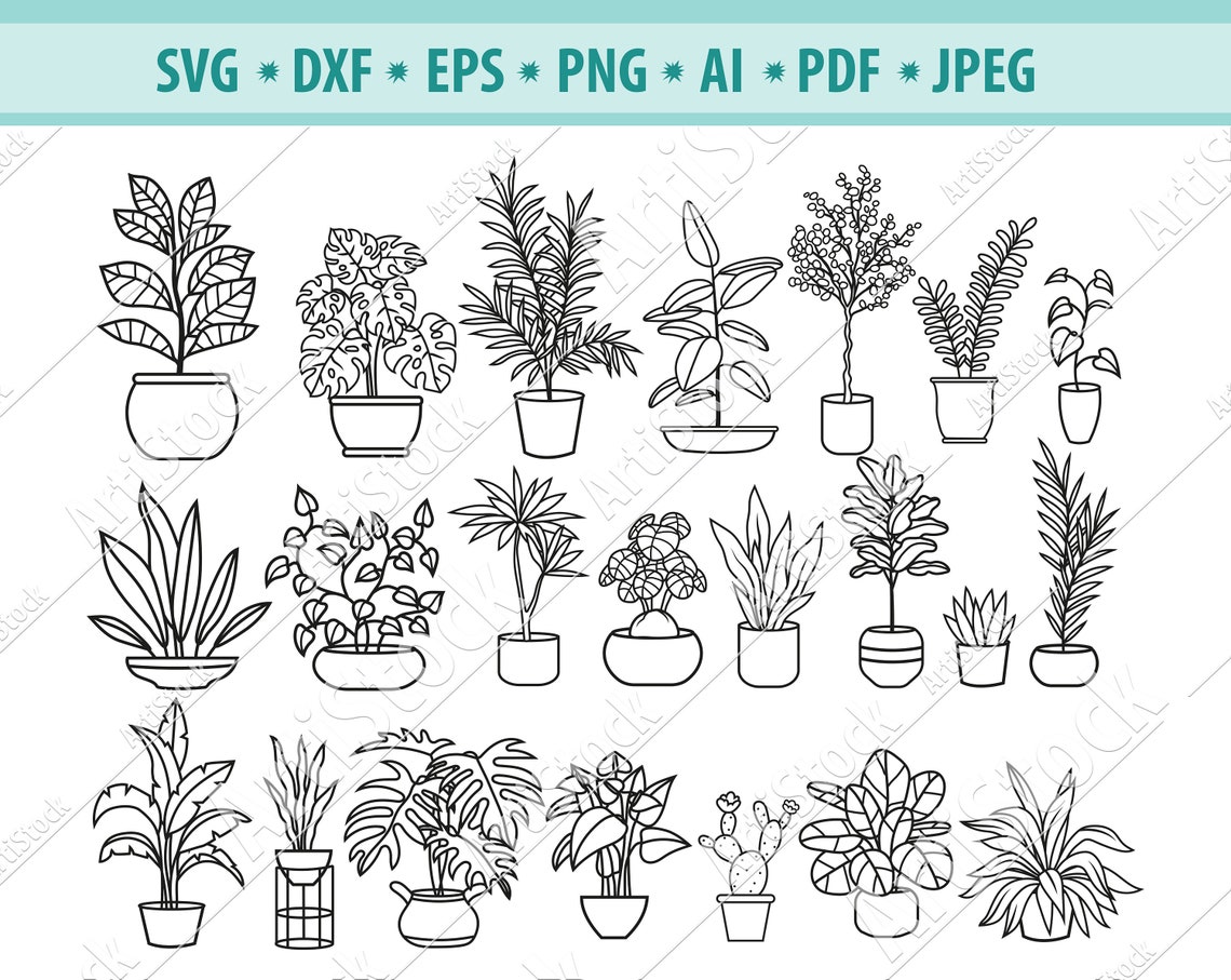 Plants SVG Potted Plants Svg Houseplants Svg Garden Plants - Etsy