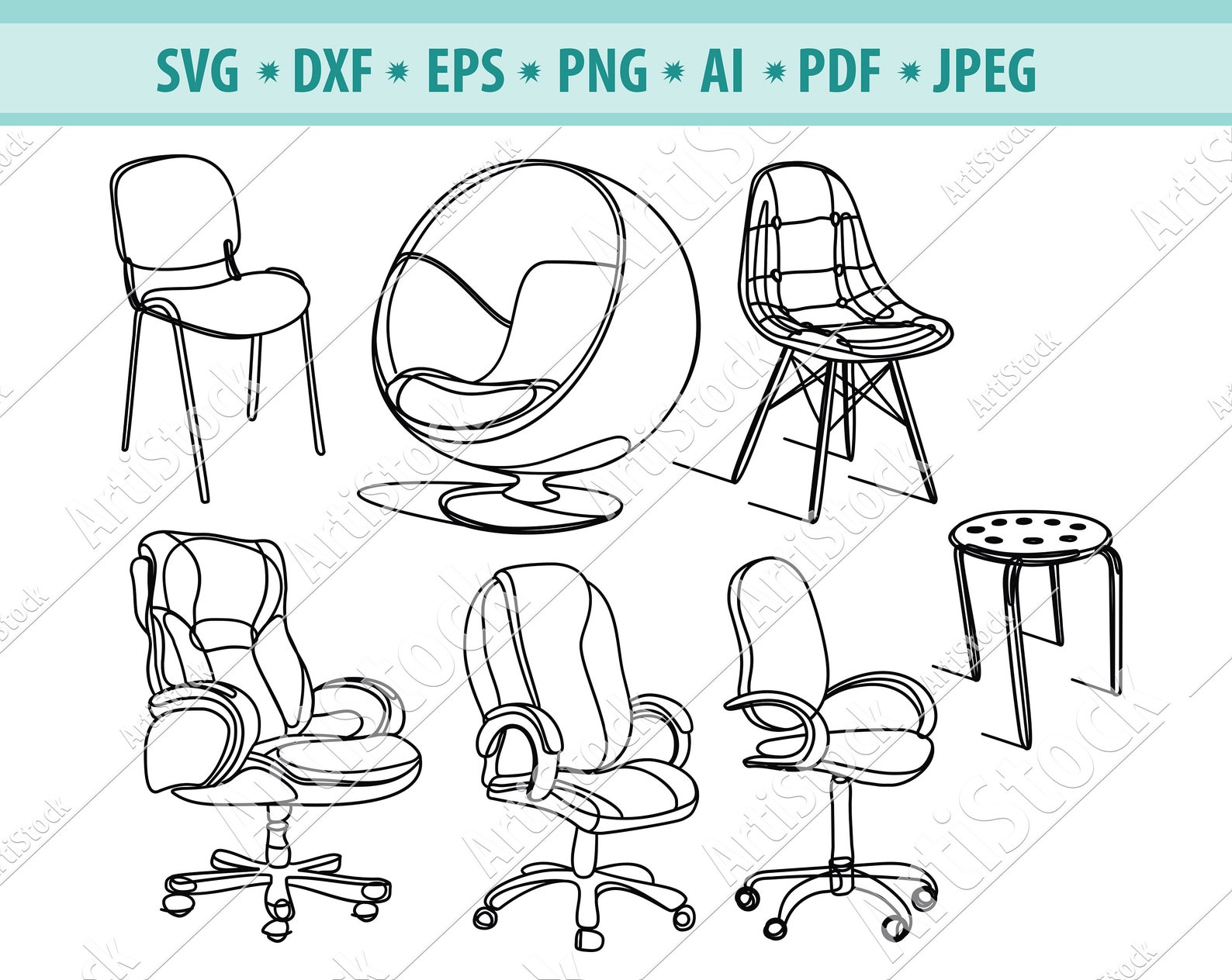 Chair Chair Svg Chair Decal Chair Clipart Chairs Chairs - Etsy