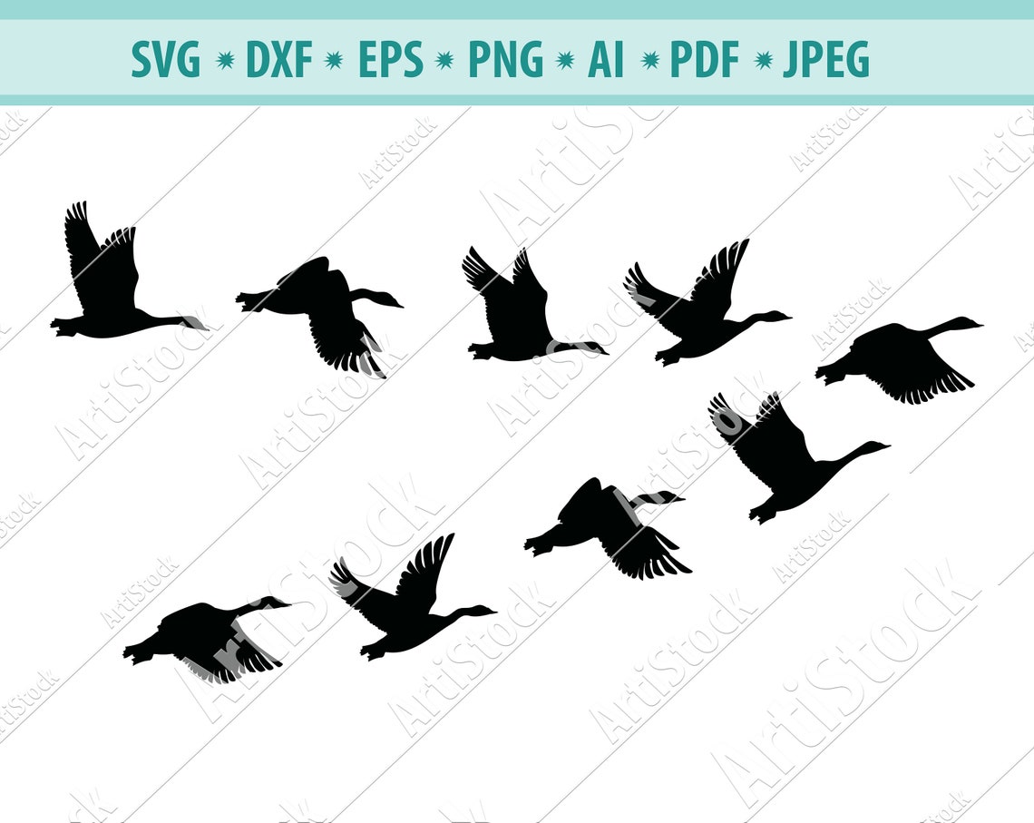 Flock of Birds SVG Vector Silhouette of Birds SVG Flying - Etsy