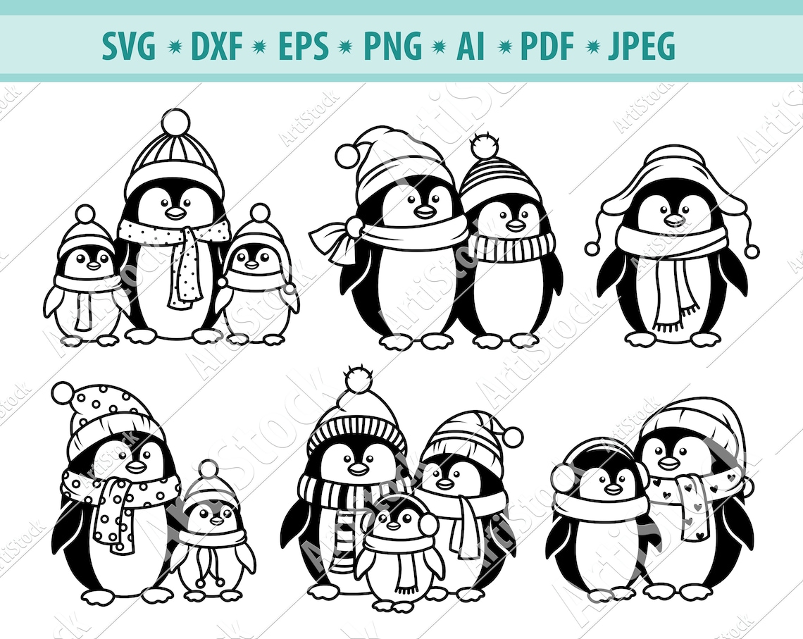 Penguin SVG Christmas Penguin Svg Penguin Clipart Winter - Etsy