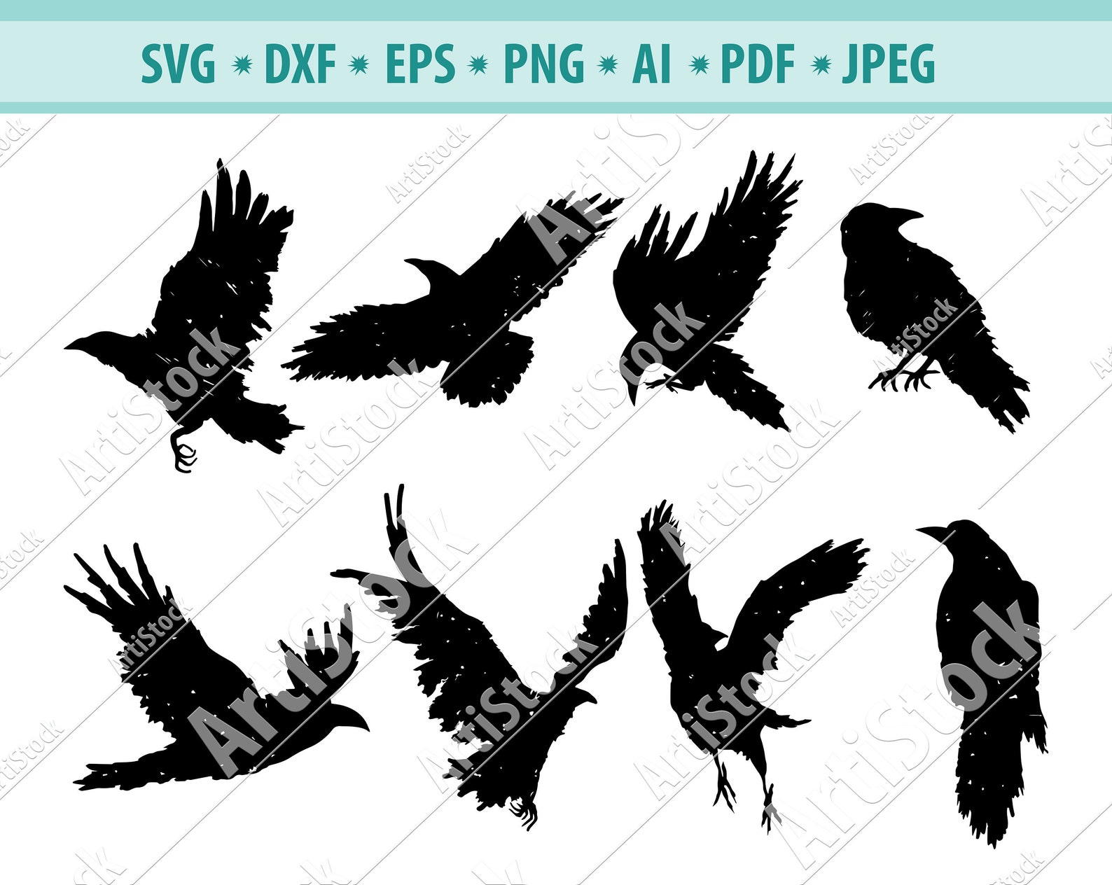 Raven SVG Crow Svg Raven Clipart Raven Files for Cricut - Etsy