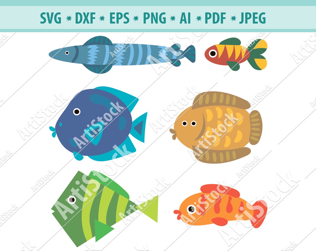 Fish SVG, Cute Fish Svg, Fishing, Marine, Ocean Life, Vector, Cut File ...