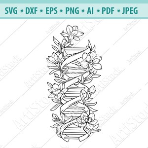 DNA Molecule Svg Flower Dna Svg Double Helix Svg Genetic - Etsy