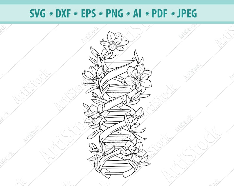 DNA Molecule Svg Flower Dna Svg Double Helix Svg Genetic | Etsy