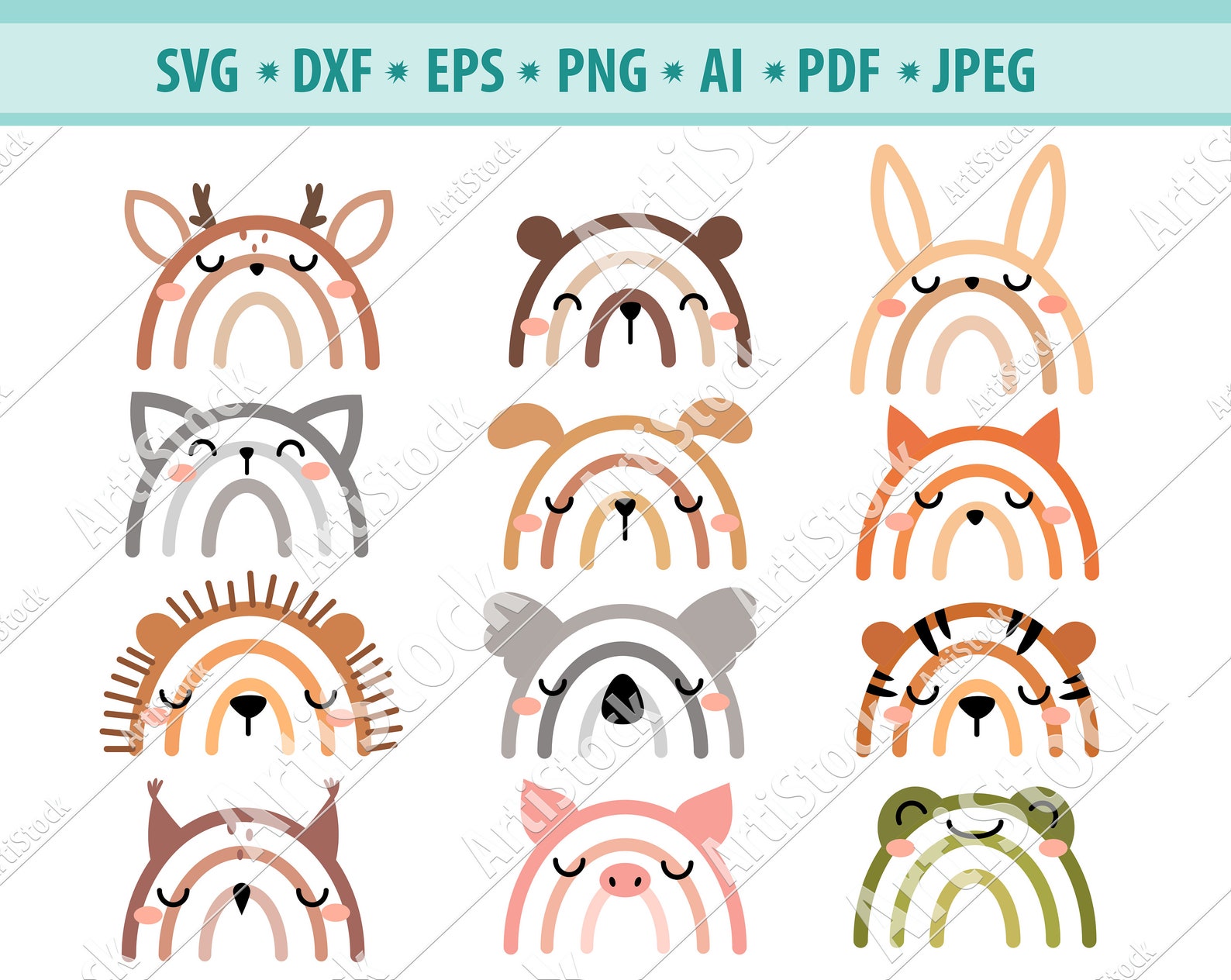 Rainbow Svg Files Rainbow Clipart Animal Rainbow Svg Animal | Etsy