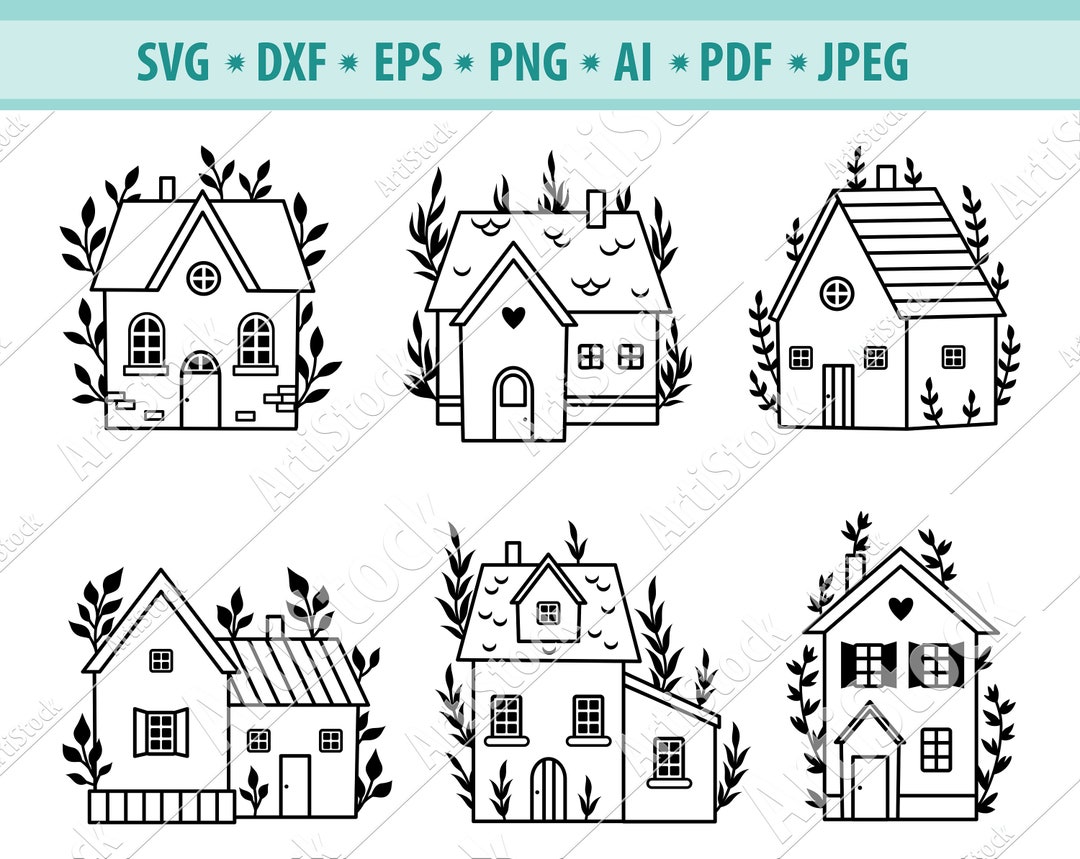 Little House Svg, Scandinavian Houses SVG, Nordic Svg, Floral House SVG ...