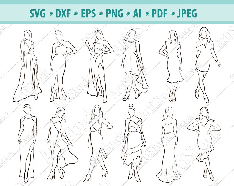 Woman SVG Lady SVG Fashion Dresses Girl Svg Evening Dress - Etsy