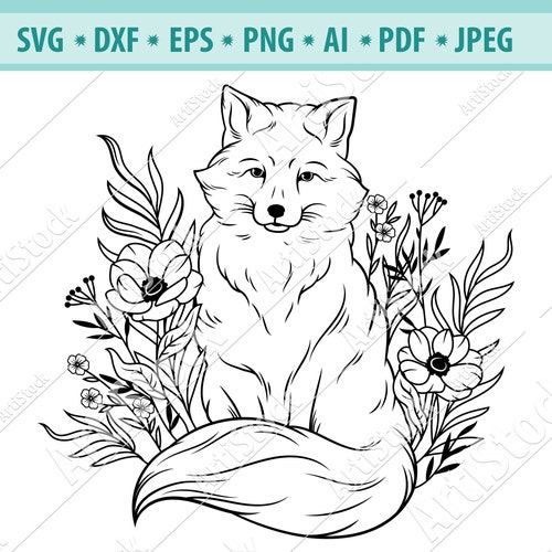 Floral Fox SVG Fox Svg Fox With Flower SVG Fox Cut File - Etsy