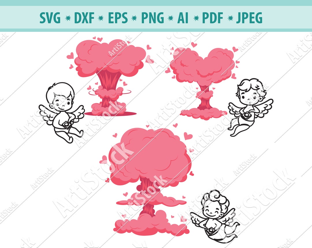 Cupid SVG, Cupid With Pink Atomic Explosion Svg, Valentines Day SVG ...
