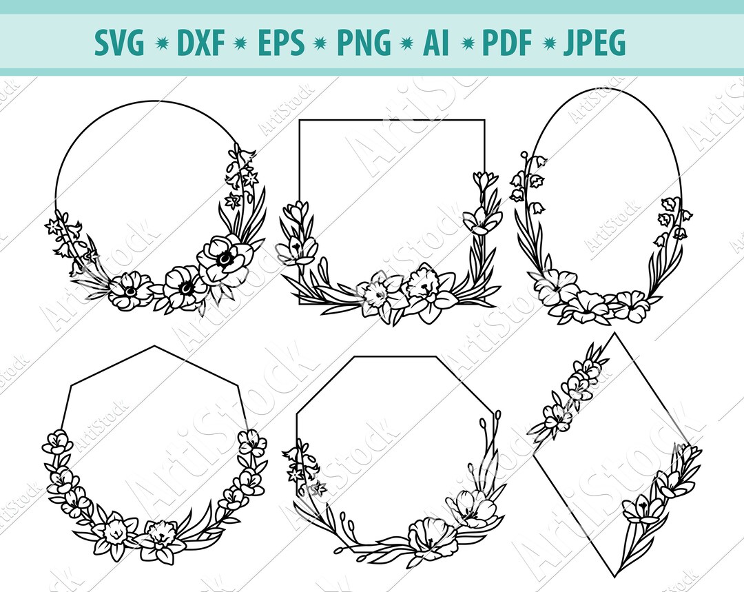 Flower Frame SVG File, Flower Border SVG, Floral Frame Svg, Nature ...