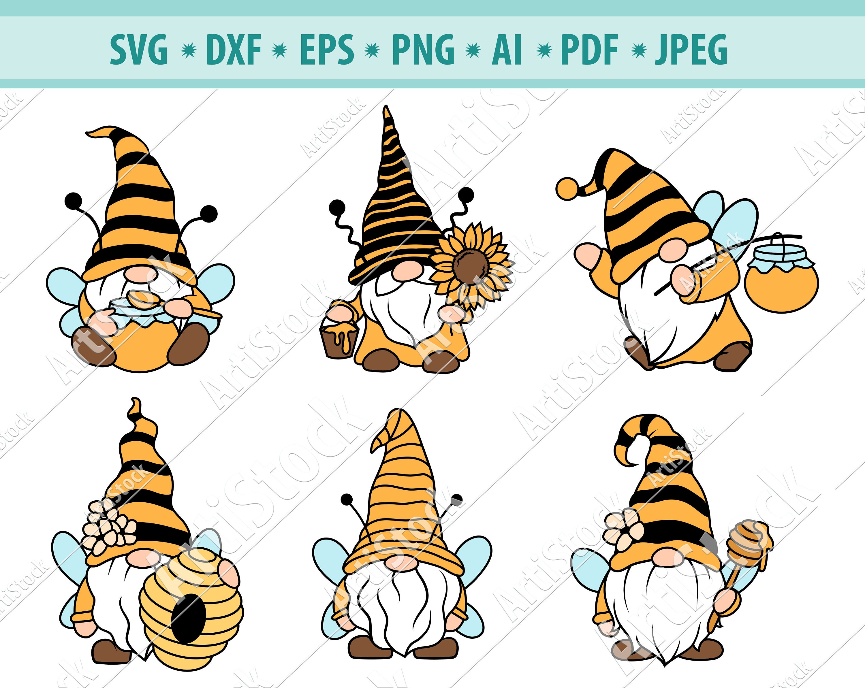 Bee Gnome Svg Spring Gnome Svg Bumble Bee Gnomes Svg Gnome | Etsy