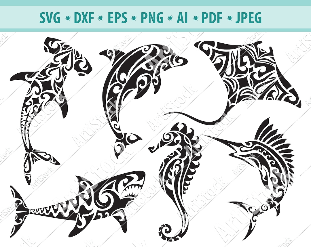 Tribal Sea Fish SVG, Animal Clipart, Marine Animals Svg, Stingray Svg ...