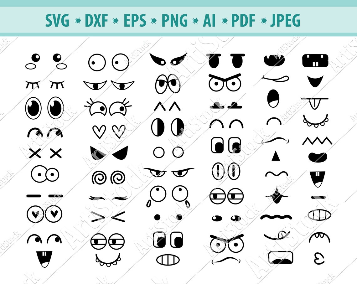 Cute Face Svg Face Mask Svg Comics Face Svg Cartoon Mouth - Etsy