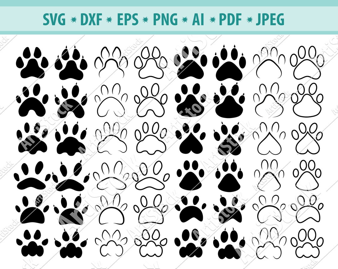 Pet Paw Print SVG DXF PNG Cut File, Cat or Dog Paw Svg Bundle, Funny ...