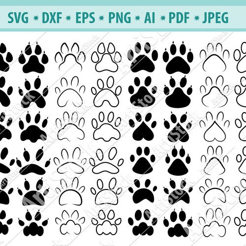 Damask Paw Print Dog Cat Svg Clipart Vector Graphics Cut - Etsy