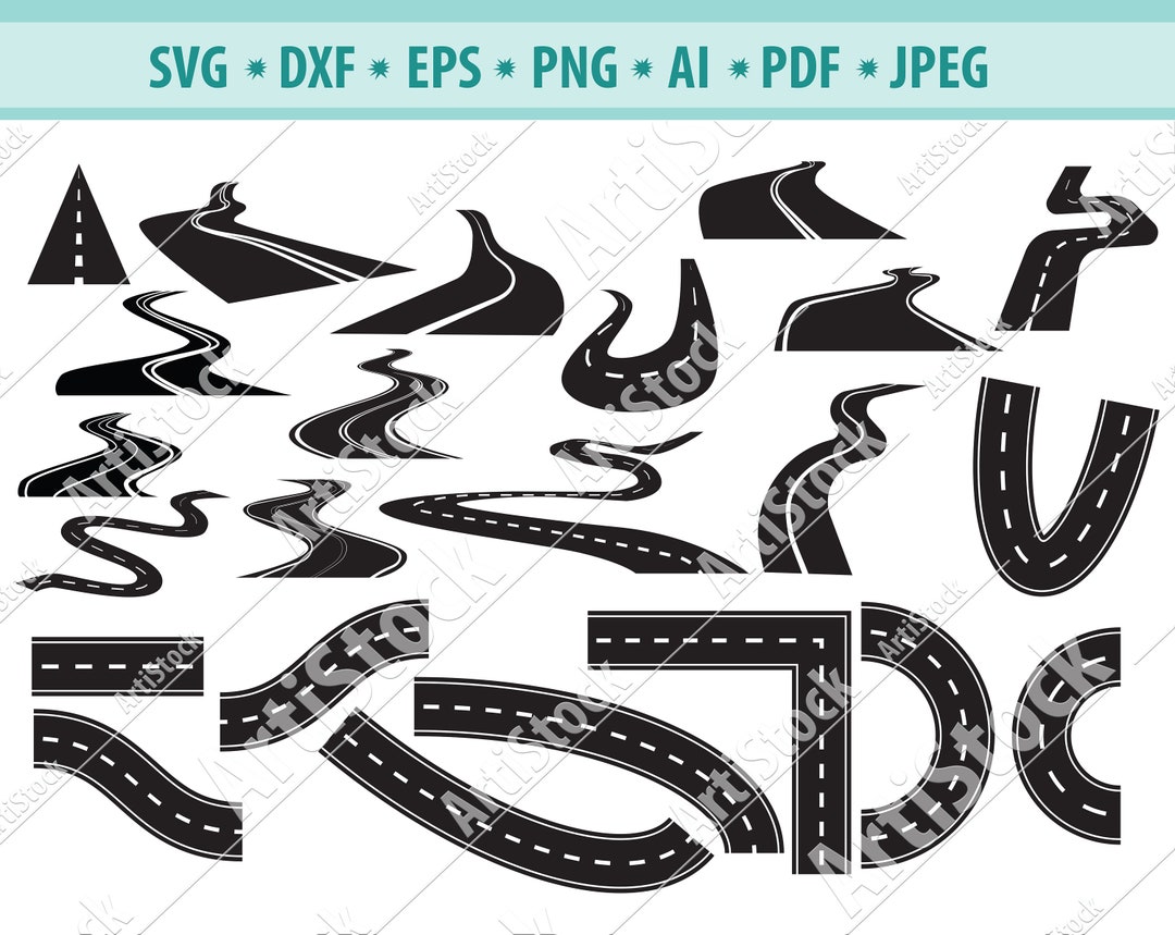 ROAD SVG, Highway Svg, Bending Svg, Curved Road Svg, Asphalt Road Svg ...