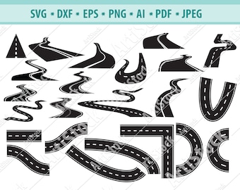 Road Svg Bundle, Road Svg, Highway Svg, Bending Svg, Curved Asphalt ...