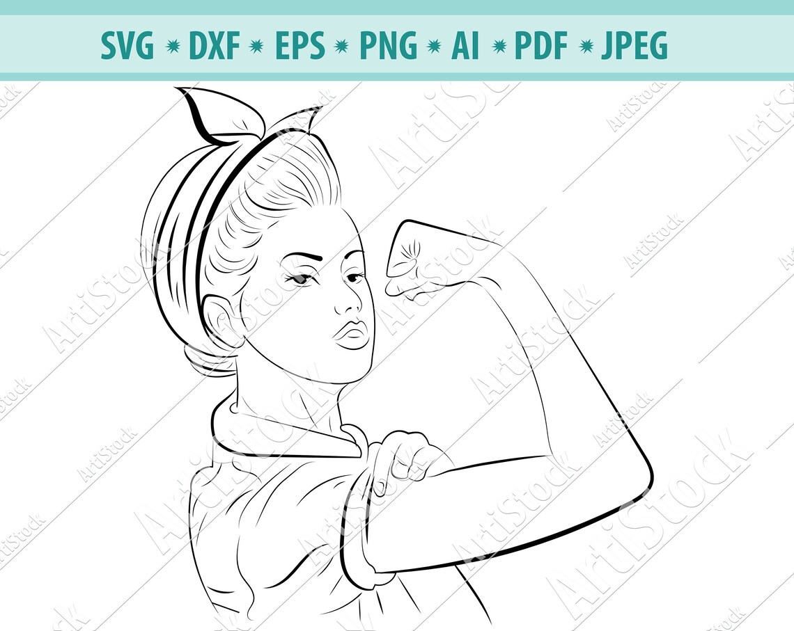 Girl Power SVG Eps Png Dxf Cutting File Silhouette Cricut Rosie SVG Pin ...