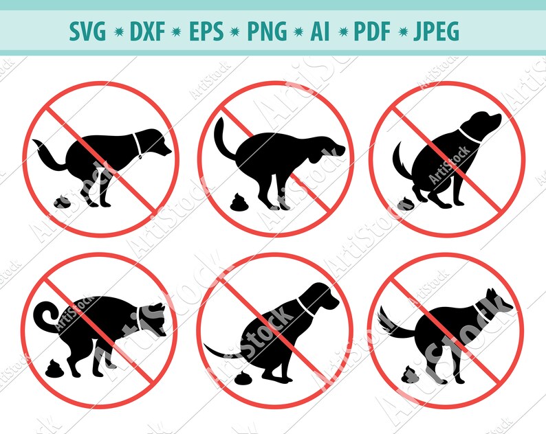 Dog Silhoette Svg Dog Pooping Svg No Dog Poop Sign Svg Pet - Etsy