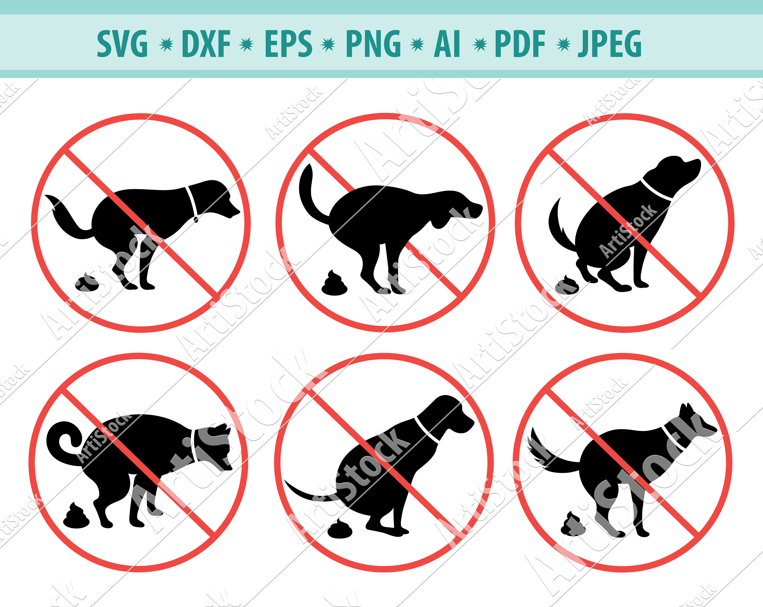 Silueta de perro Svg, Caca de perro Svg, No hay señal de caca de perro ...