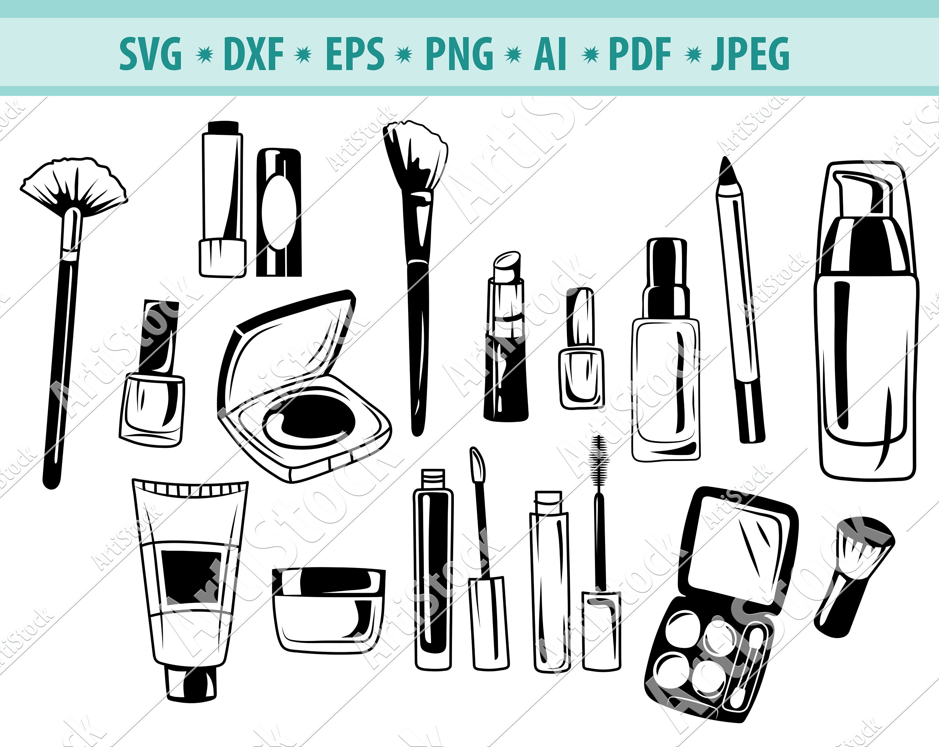 Makeup Svg Makeup brushes SVG Cosmetics svg Makeup artist | Etsy