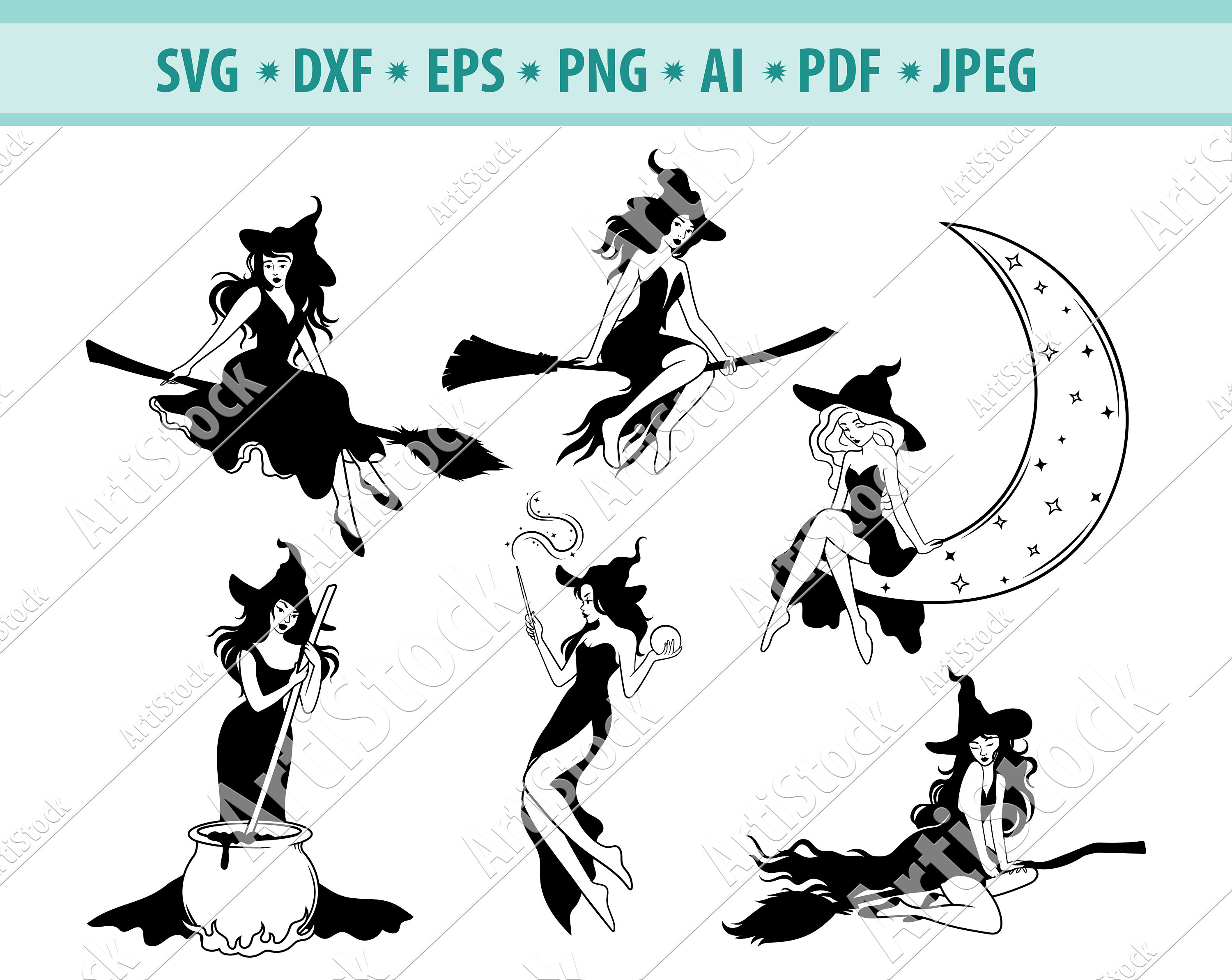 Witch Svg Bundle Witches Svg Witch on Moon Svg Halloween - Etsy Canada