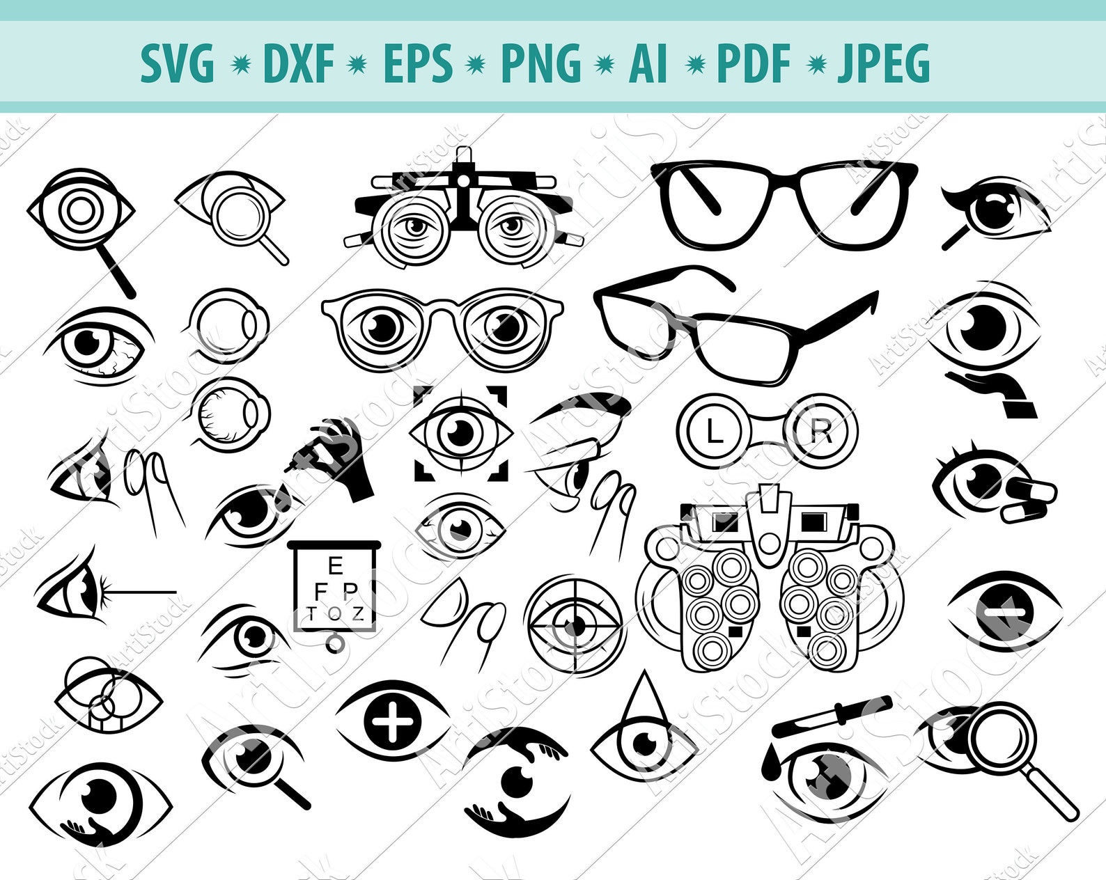 Ophthalmology Set SVG Glasses Svg Contact Lenses Png Eye - Etsy