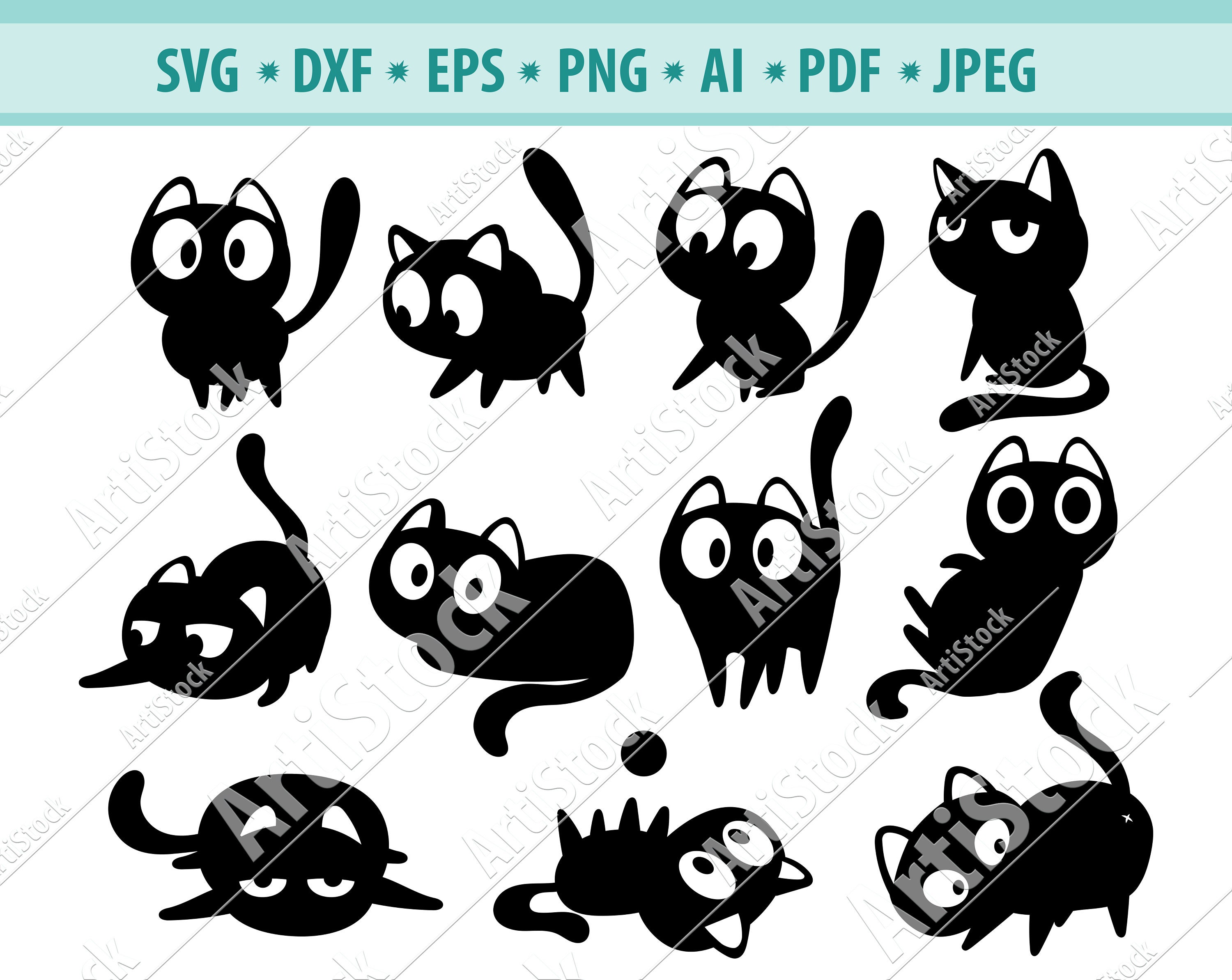 Schwarze Katze Svg, Halloween Katze Svg, Lustige Katze Svg, Svg Cut ...