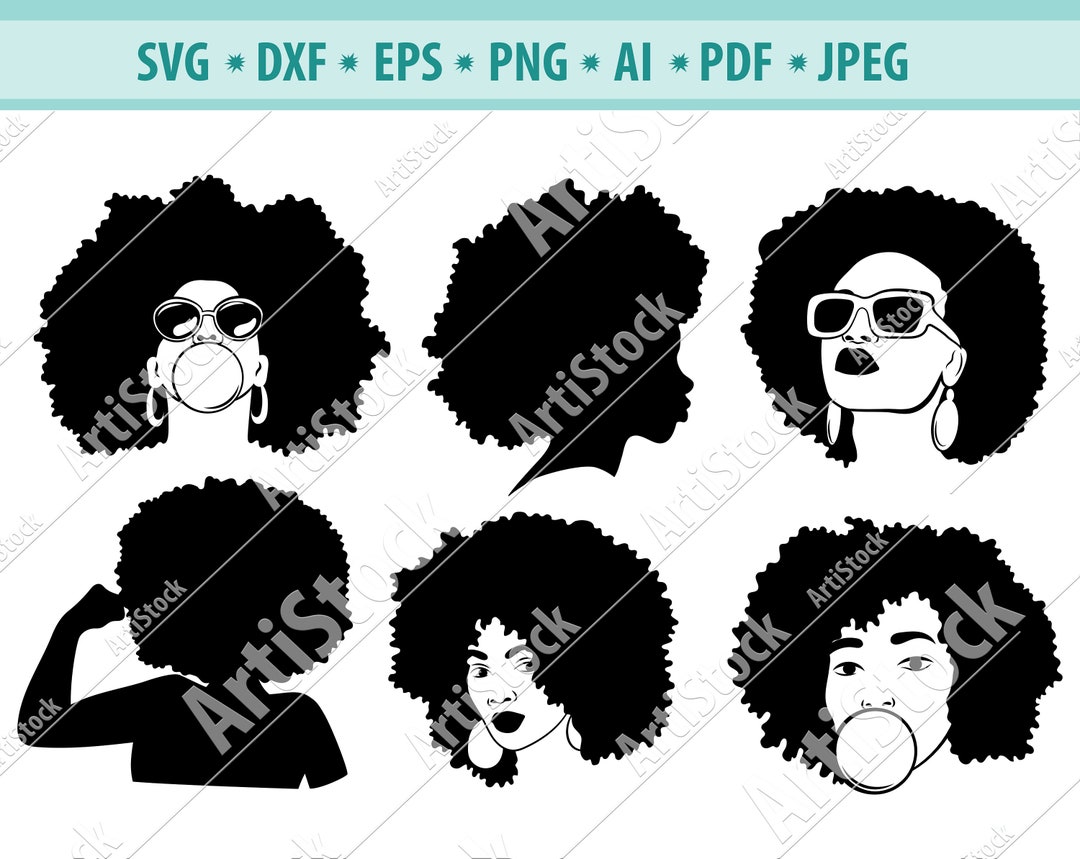 Afro Hairstyles SVG, Black Woman Bundle Svg, Hair Dreadlocks SVG, Afro ...