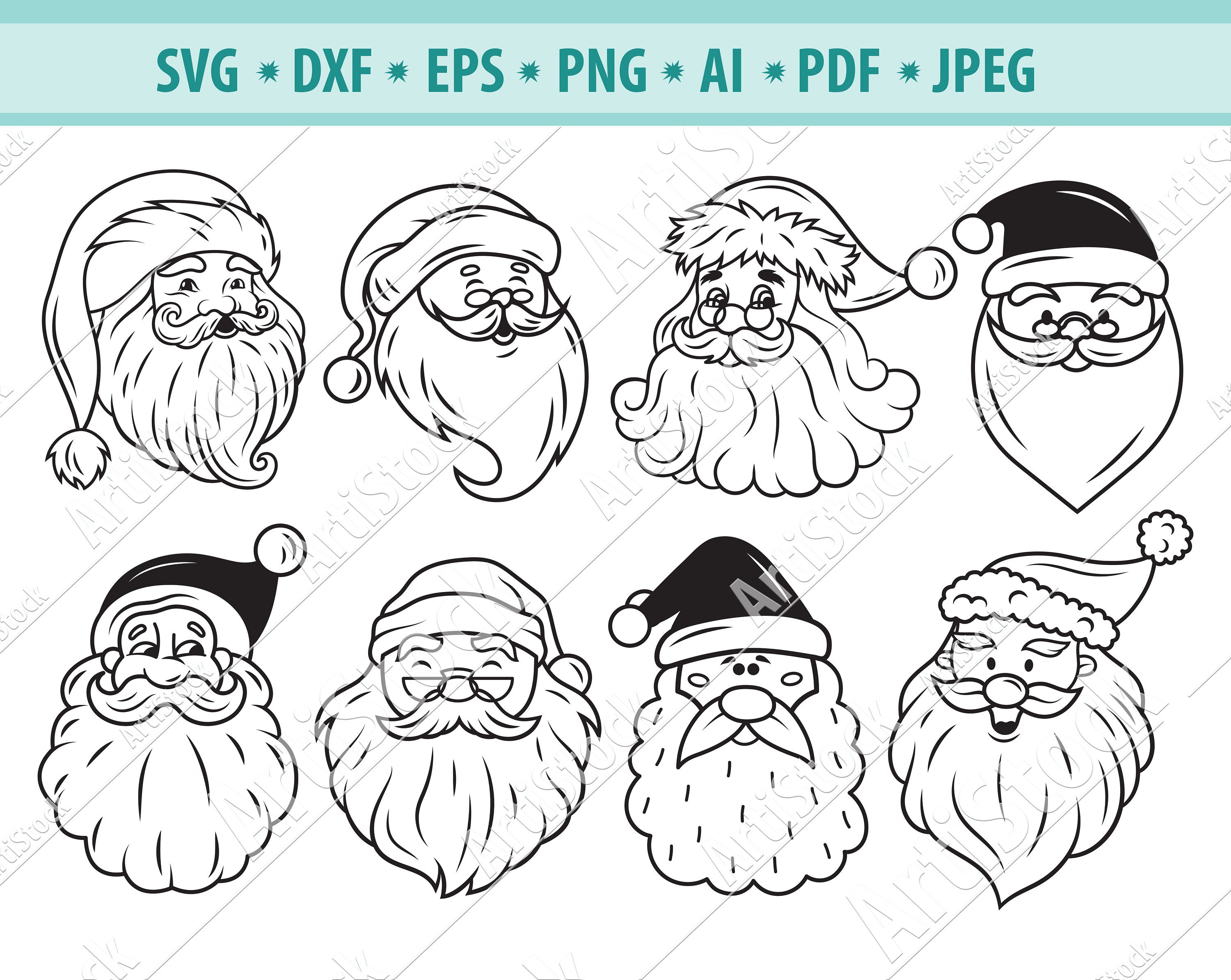 Santa Claus Svg Santa Portrait Svg Christmas Santa Claus | Etsy