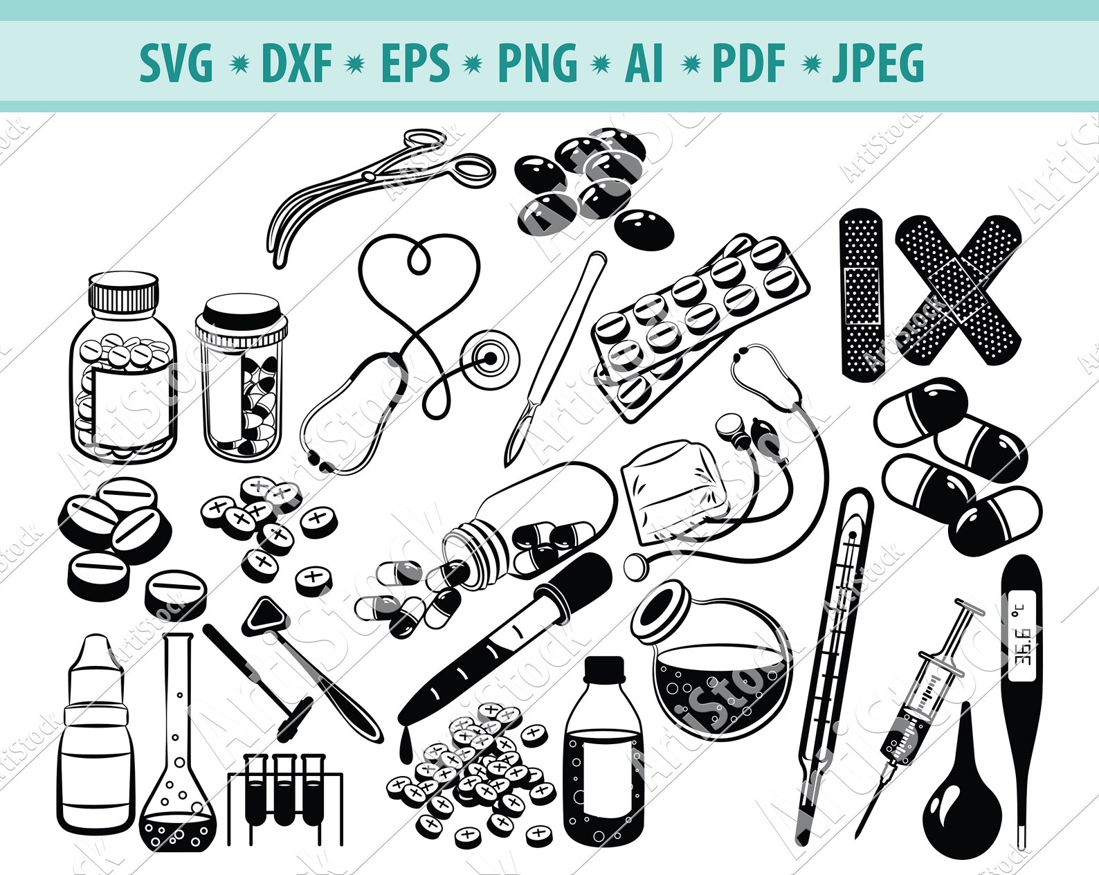 Medical SVG Cutting Files for Cricut and Silhouette Cameo - Etsy