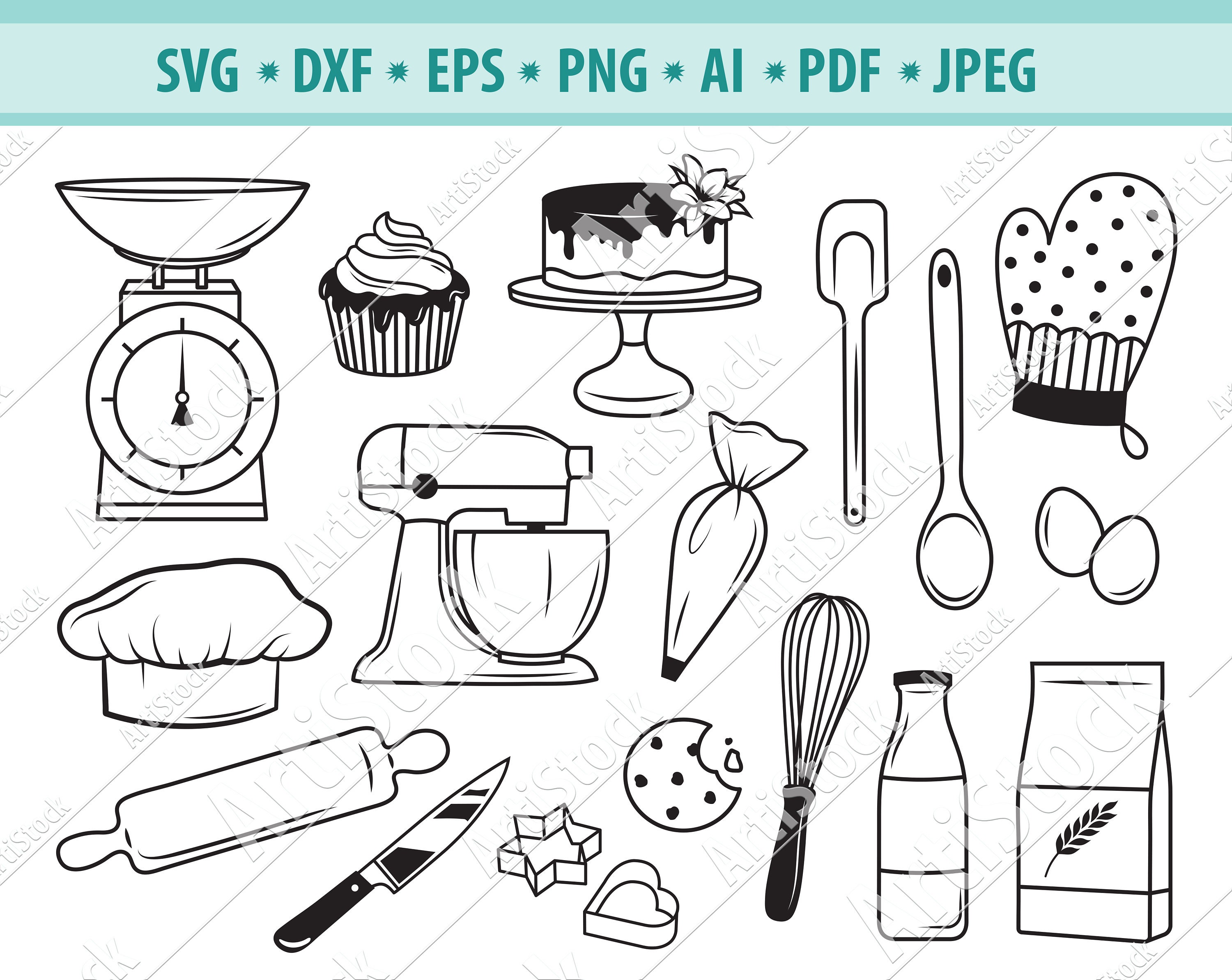 Artículo de panadería Svg Confitería svg Pastel svg Pastel | Etsy