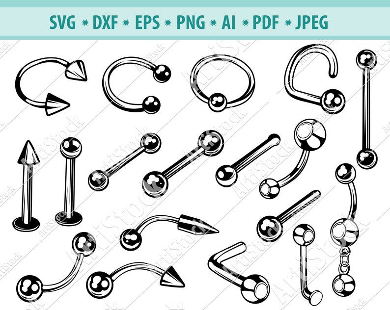 Piercing Earring Svg, Body Piercing Svg, Metal Accessories Svg, Earring ...
