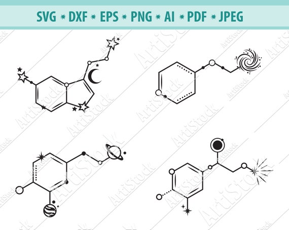 Chemical Structure Svg Serotonin Svg File Dopamine Clipart | Etsy