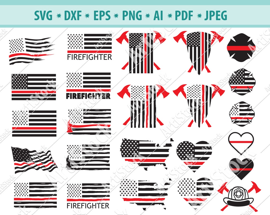 Thin Red Line Svg, Firefighter Flag SVG, Red Line Flag Clipart ...