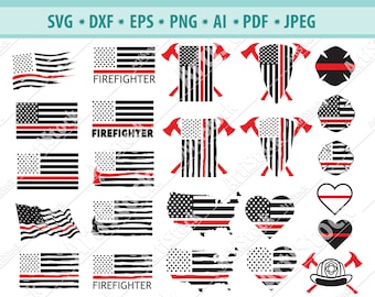 Thin Red Line Flag Svg | Etsy