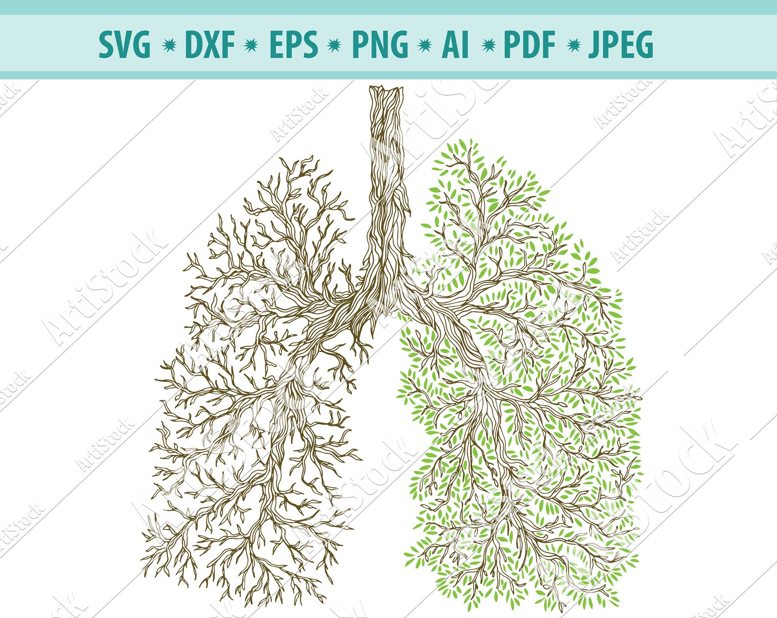 Human Lung svg Lungs Svg Flowery Human Lung Silhouette | Etsy