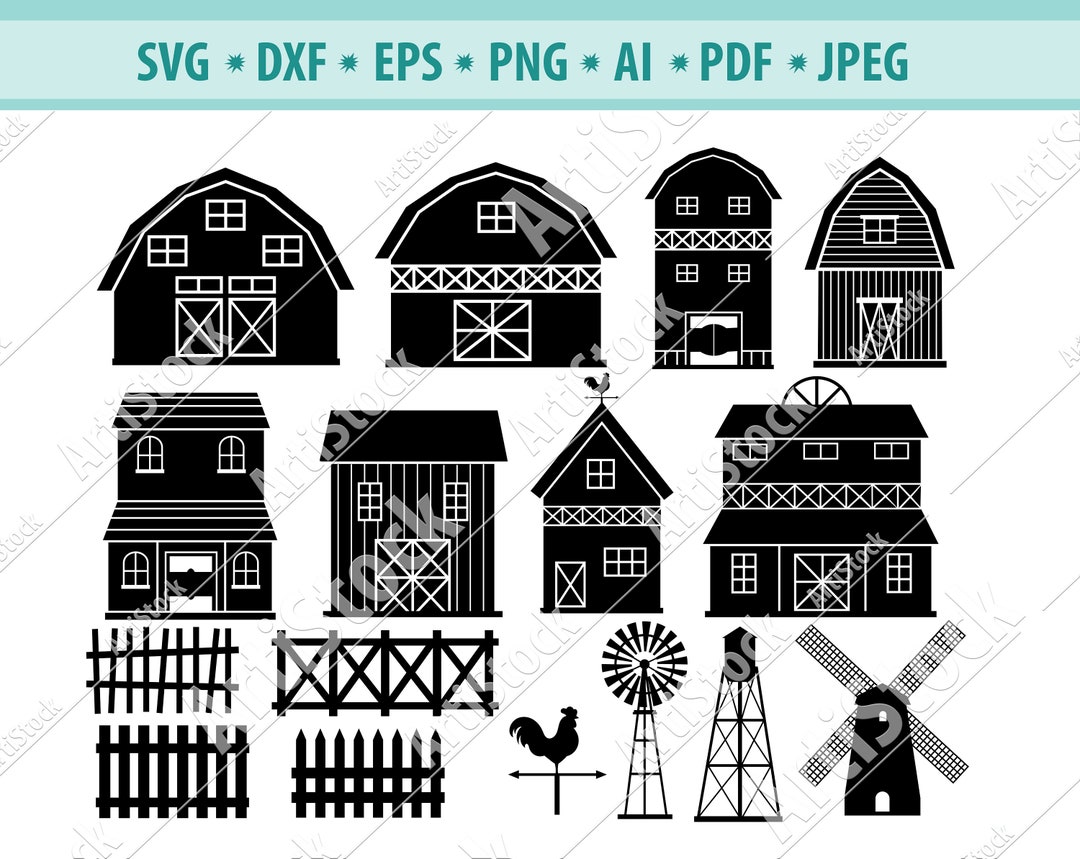 Barn SVG Bundle, Farm Barn SVG, Farm Svg, Barn Clipart, Barn Silhouette ...