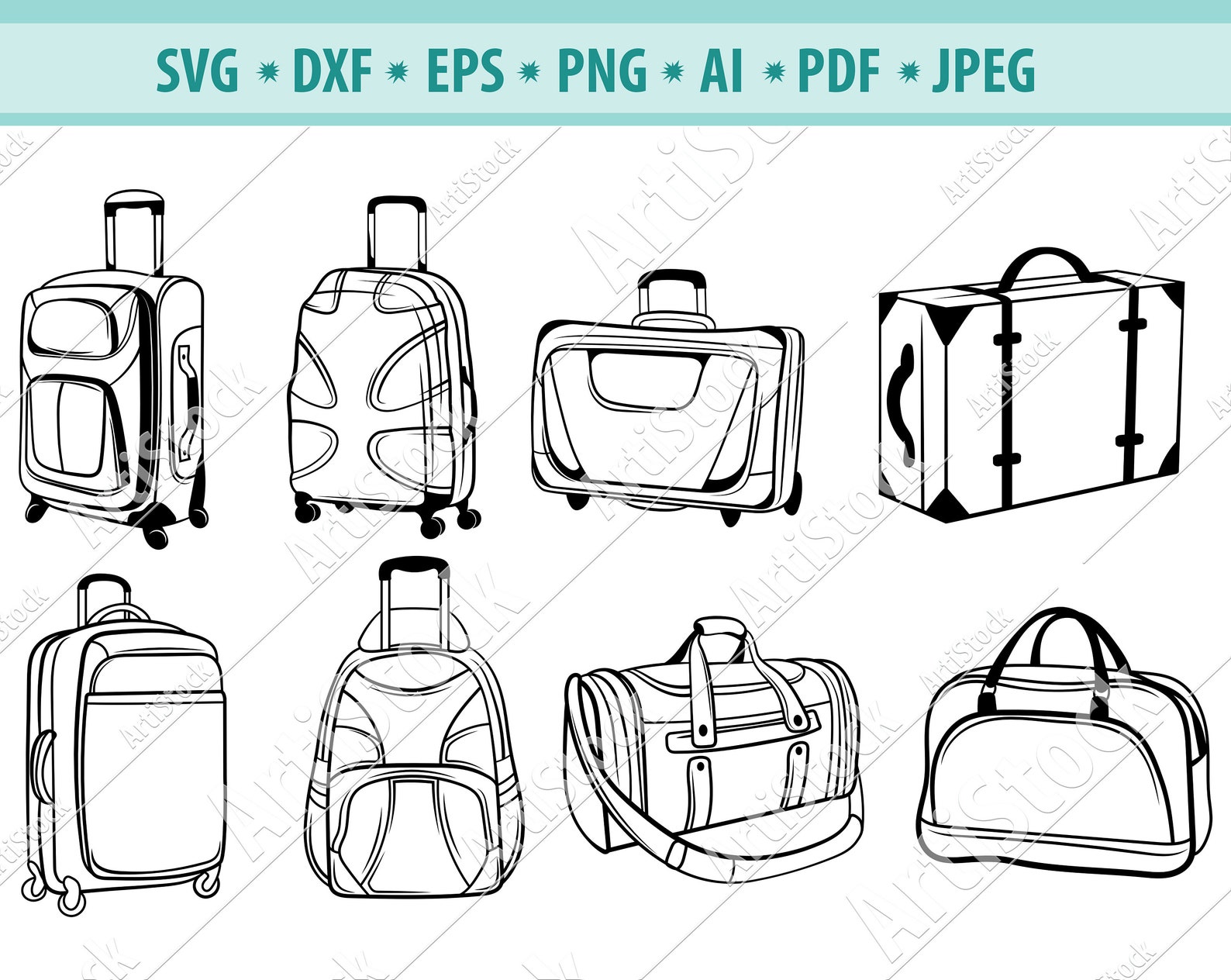 Luggage SVG, Suitcase SVG, Vacation SVG, Travel Luggage Clipart ...
