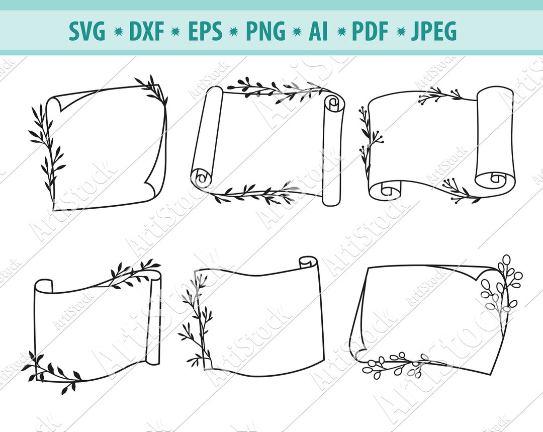 Paper Scroll Svg,laurel Branch Svg, Paper Scroll With Branch Svg ...