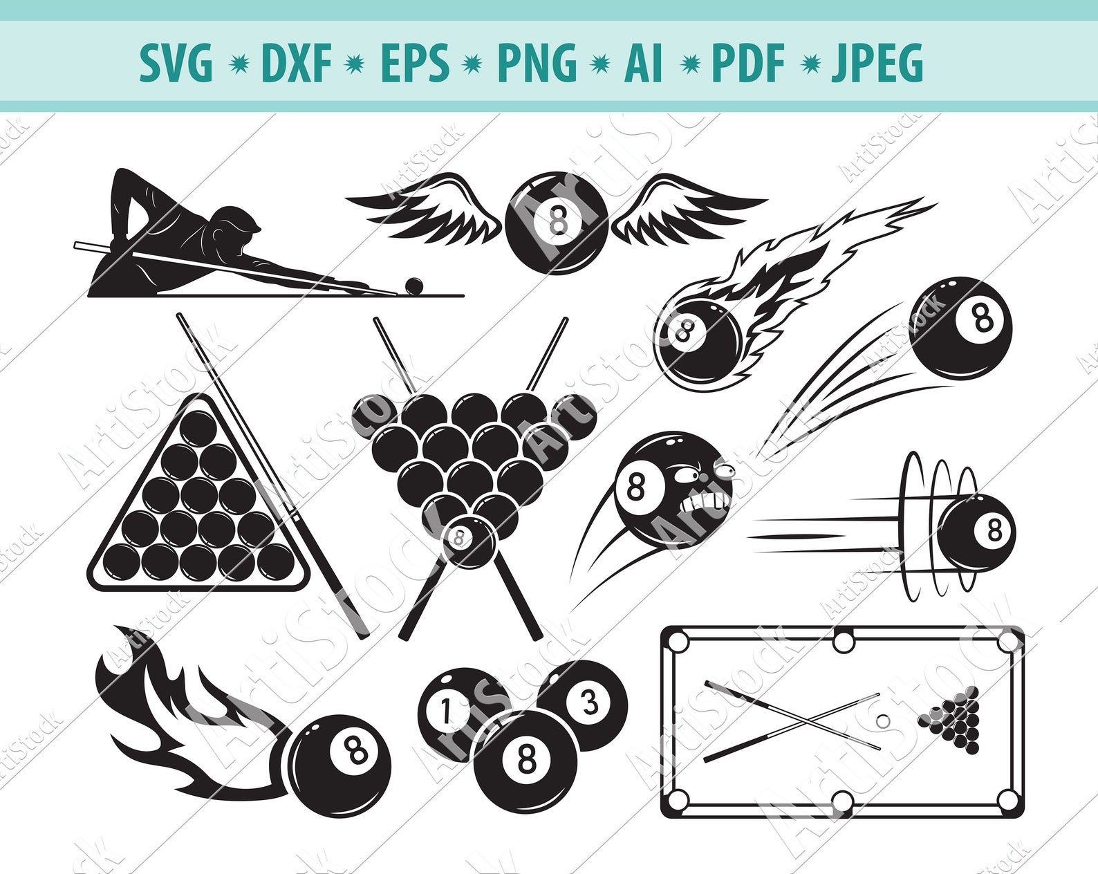Billiards Svg Bundle, Snooker Svg, Pool Svg, Billiards Clipart, Files ...