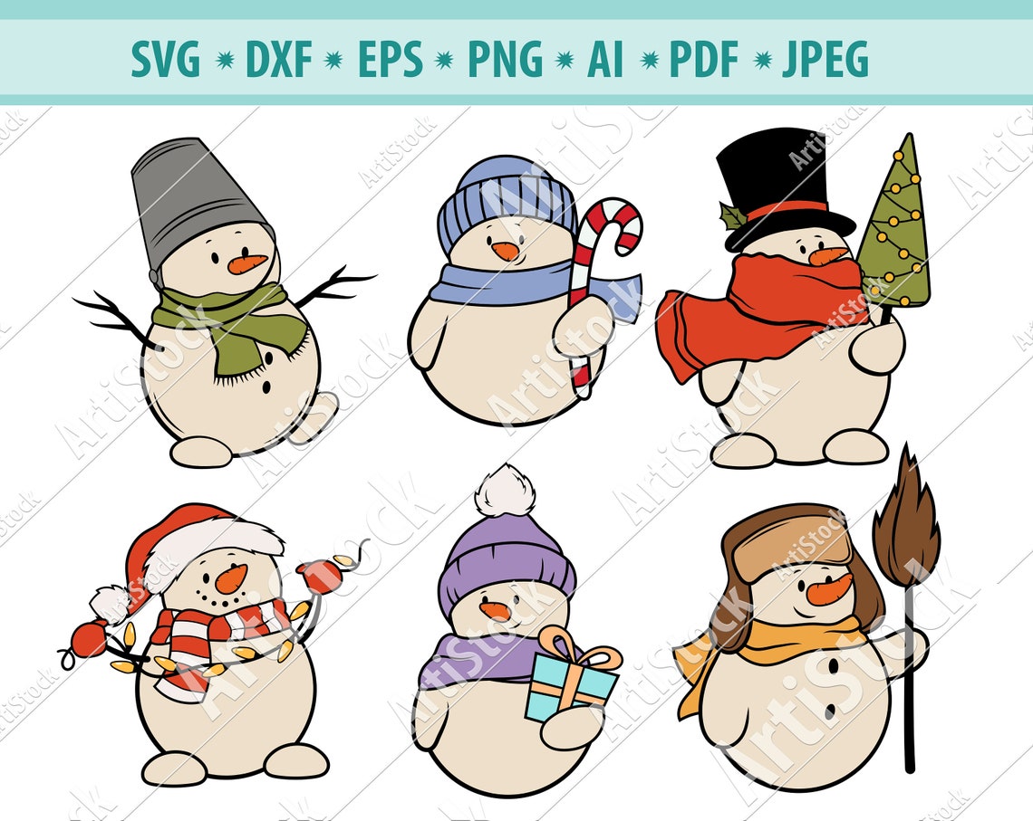 Snowman SVG Christmas Svg Hand Drawn Snowman Bundle - Etsy