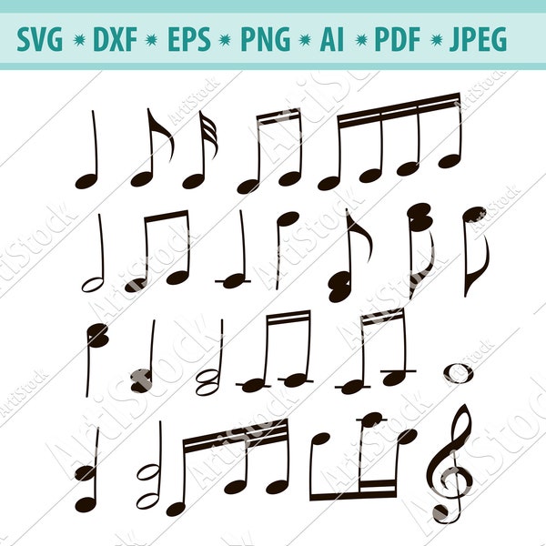 Musical Notes Svg - Etsy
