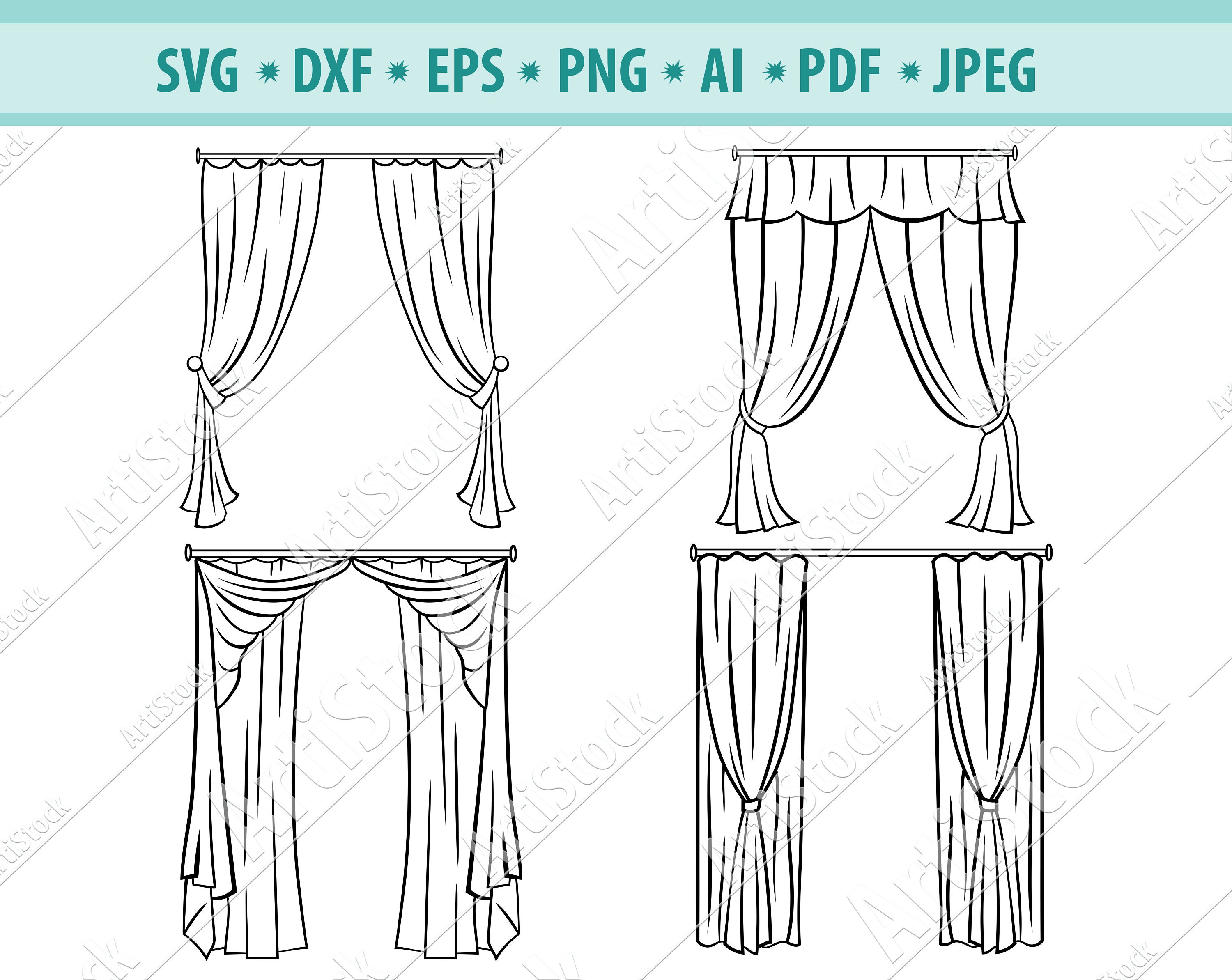 Сurtains Svg Bundle Theater Curtain Svg Curtain Silhouette - Etsy