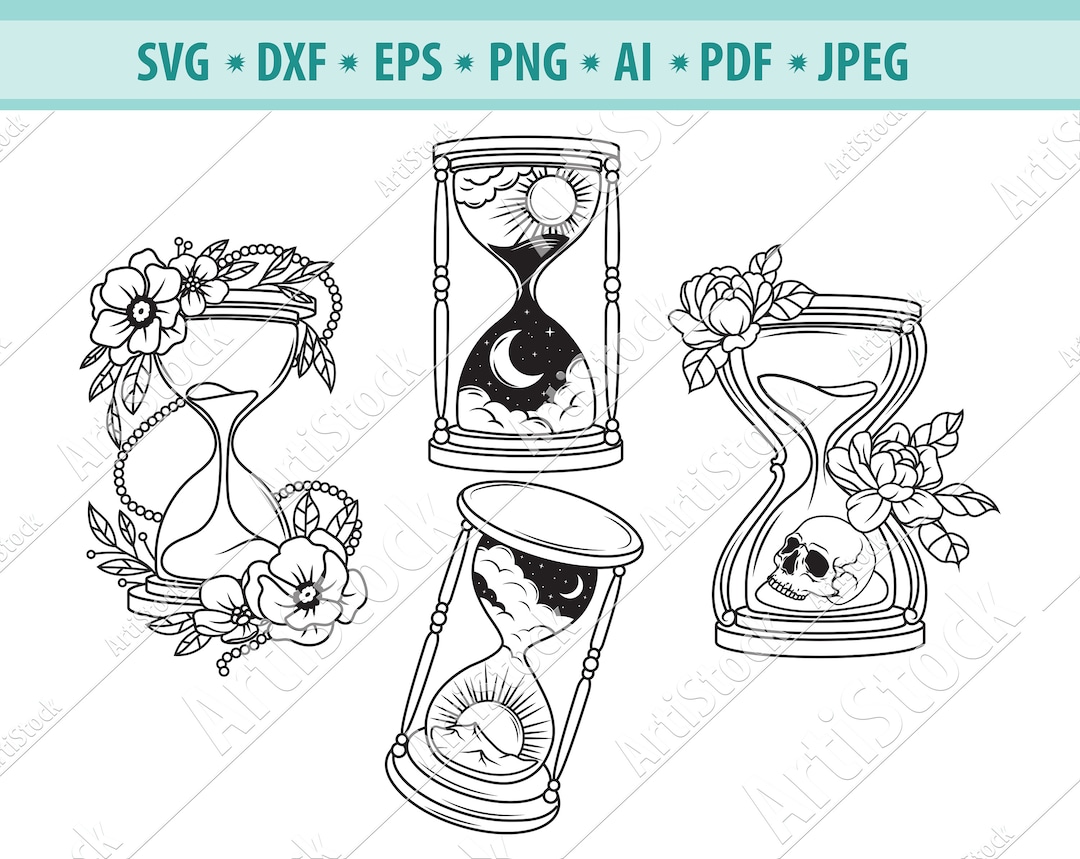 Hourglass SVG, Flower Hourglass SVG, Sun and Moon Svg, Mystical ...